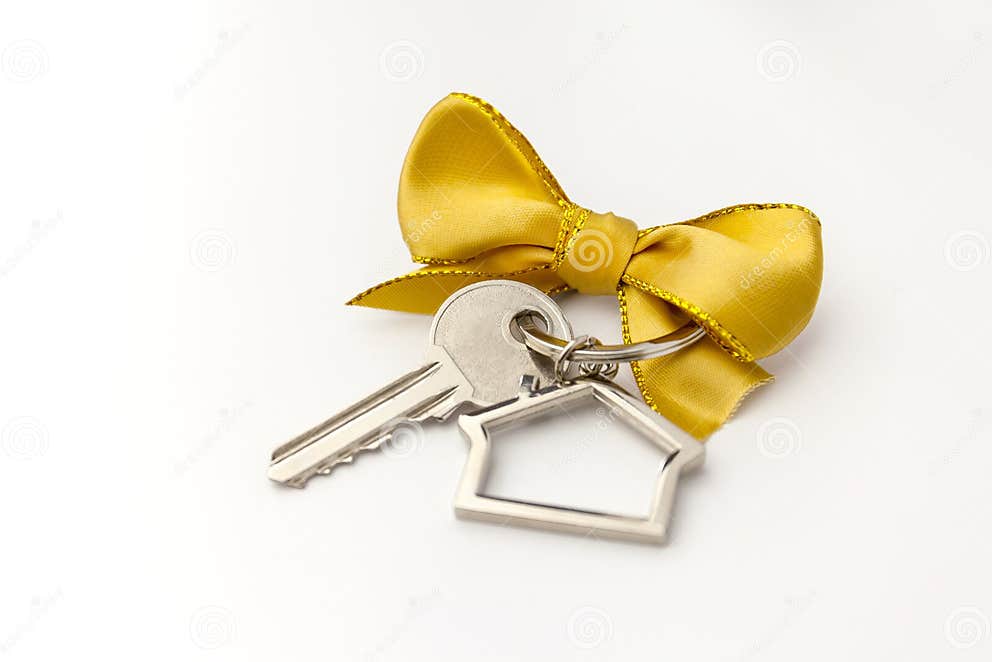 House Key with Red Bow on White Background Stock Photo - Image of owner ...