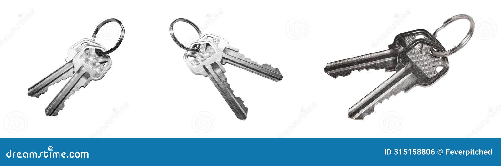 House Key Set of Different Angles Isolated on a White Background Stock ...