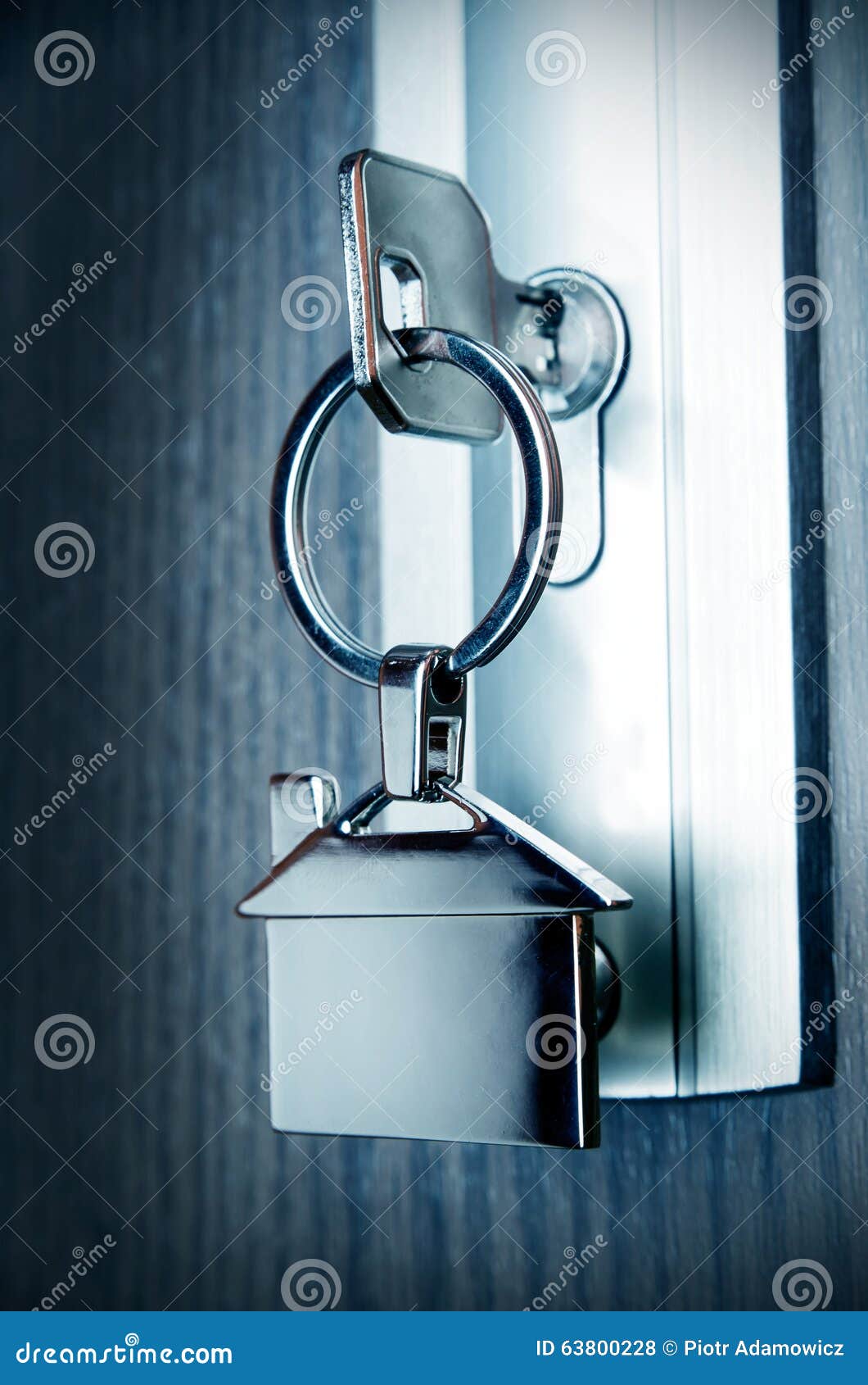 House Key with Silver Chrome Pendant Stock Photo - Image of safety ...