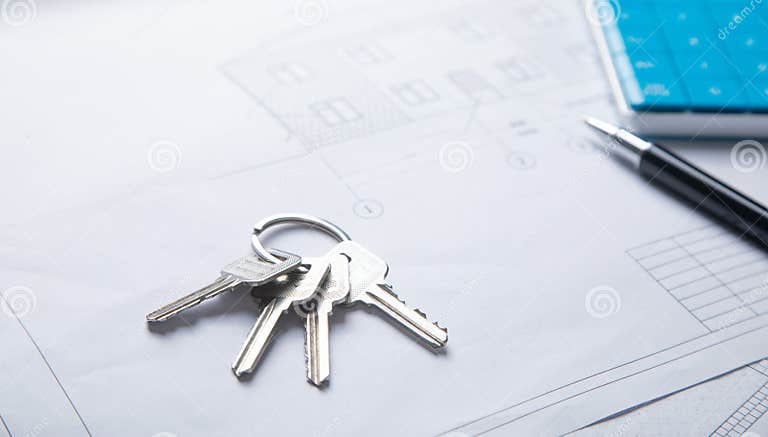 House Keys on Architectural Project Plan Stock Photo - Image of design ...