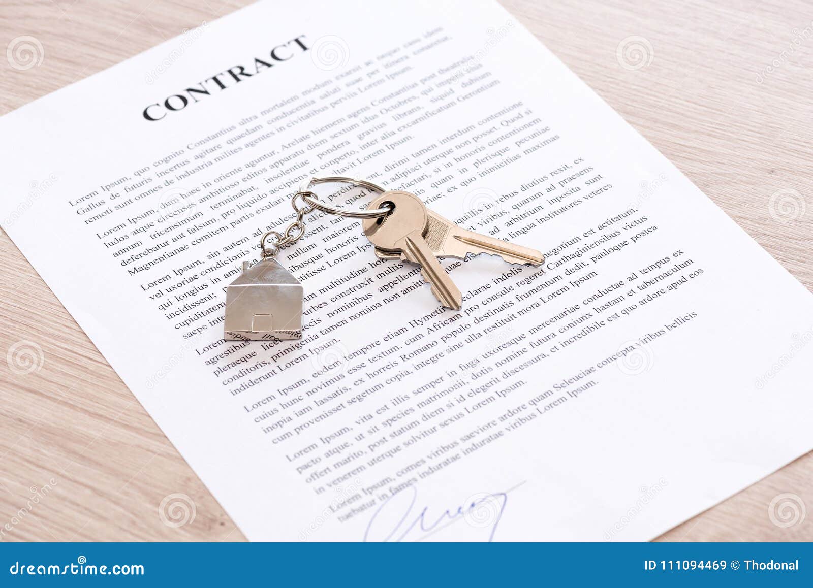 House keys on a contract stock image. Image of house - 111094469