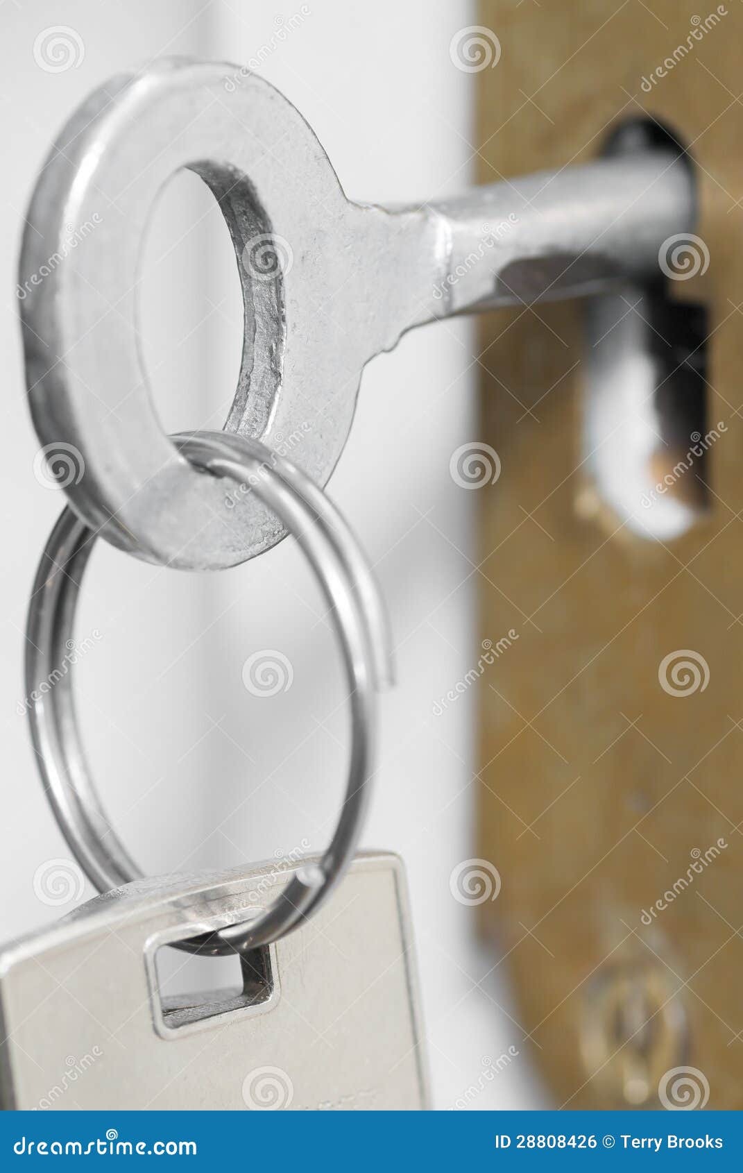 House Keys in Door Lock. stock photo. Image of silver - 28808426