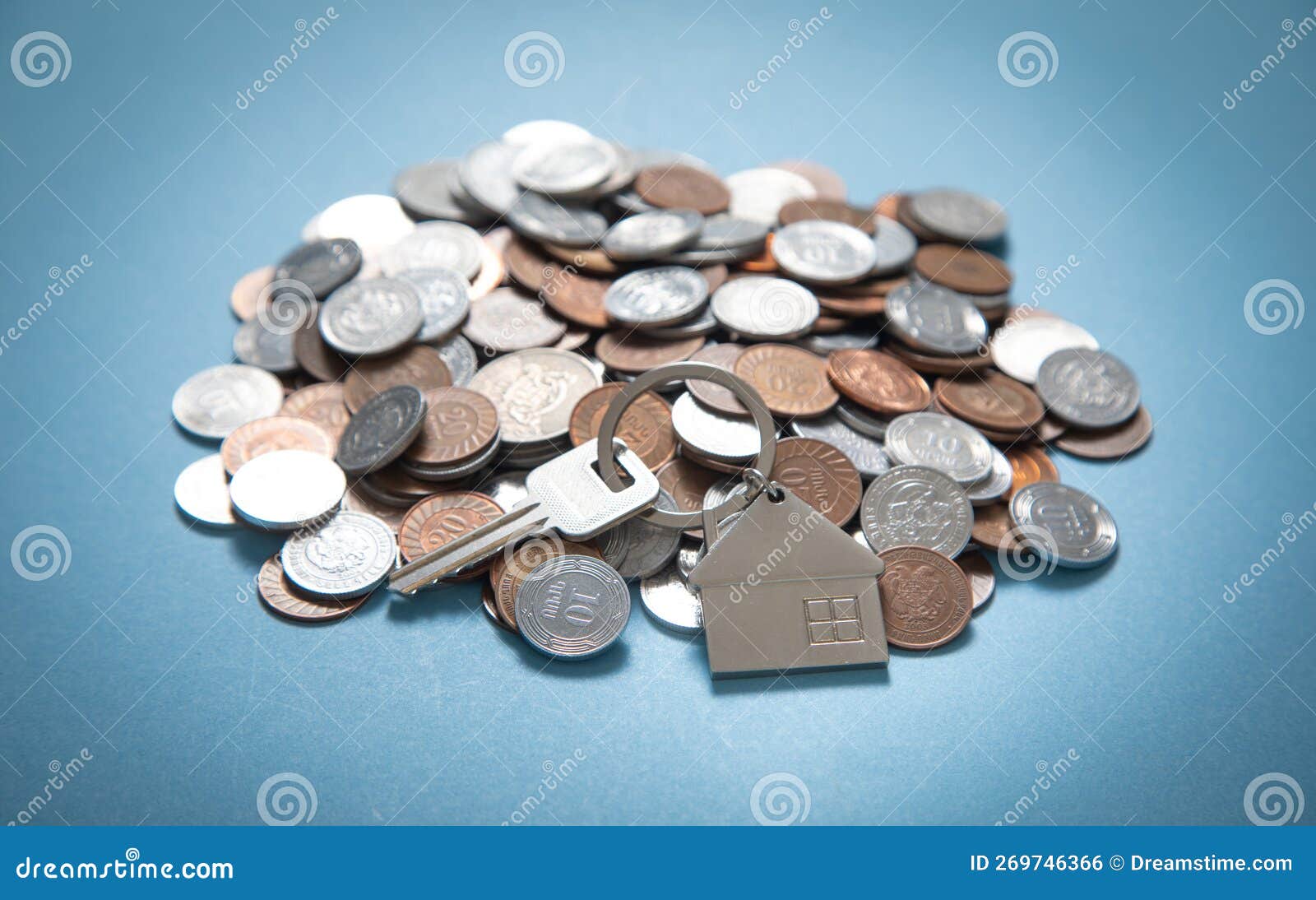 House Keys Over Stack of Coins Stock Photo - Image of house, estate ...