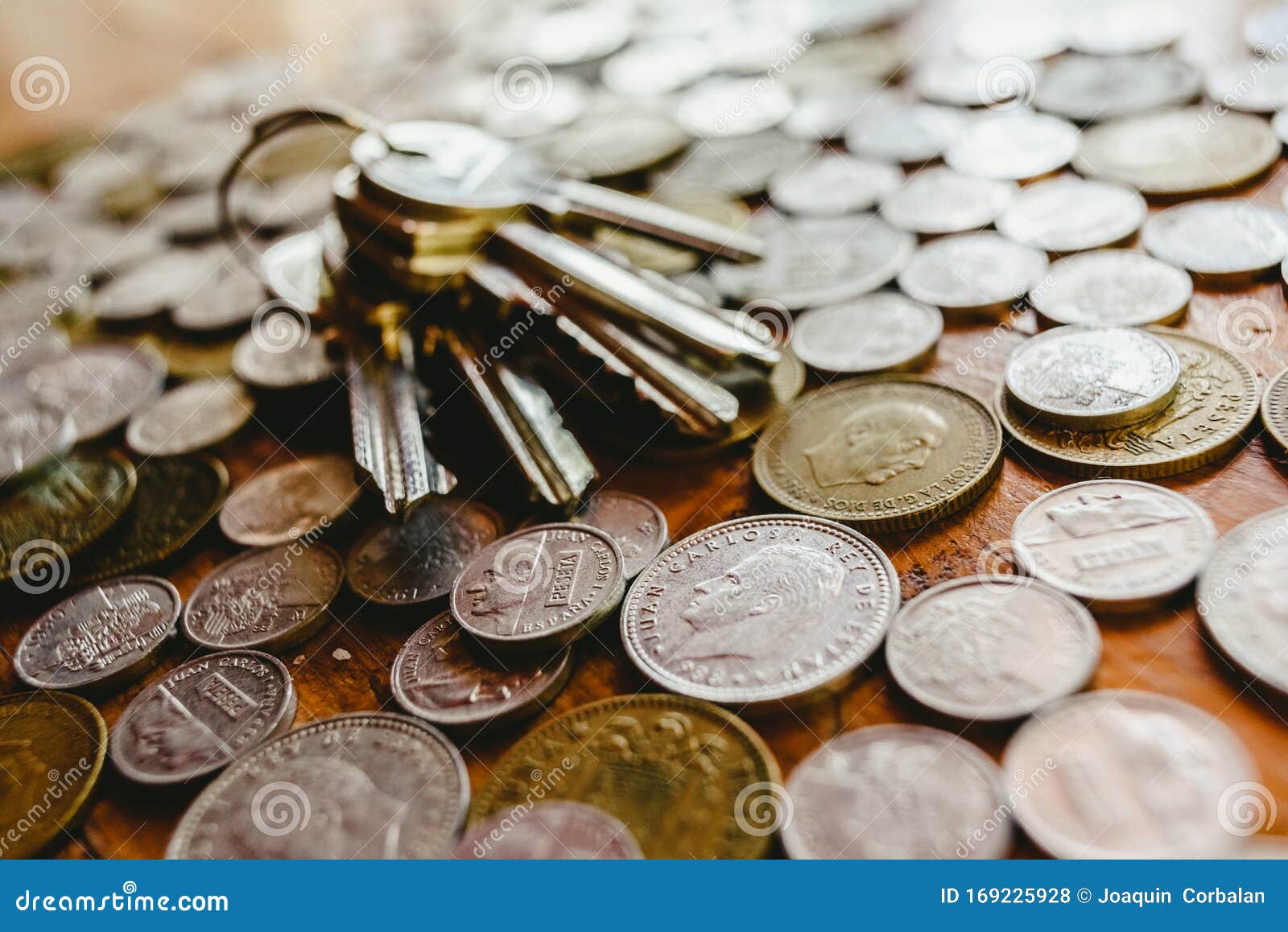 House Keys on Pile of Old Spanish Coins Stock Photo - Image of monetary ...