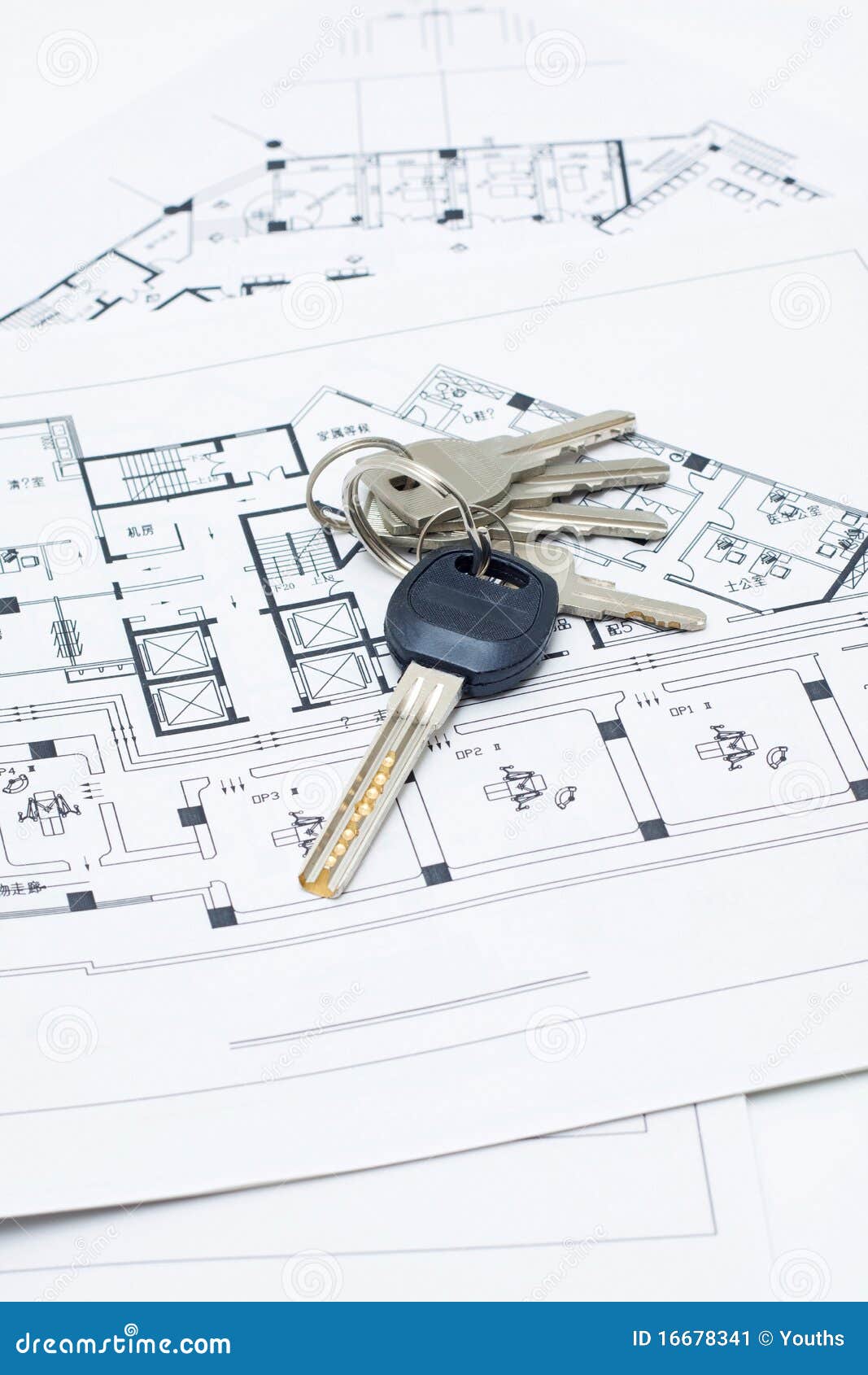 House keys and plan stock image. Image of construction - 16678341