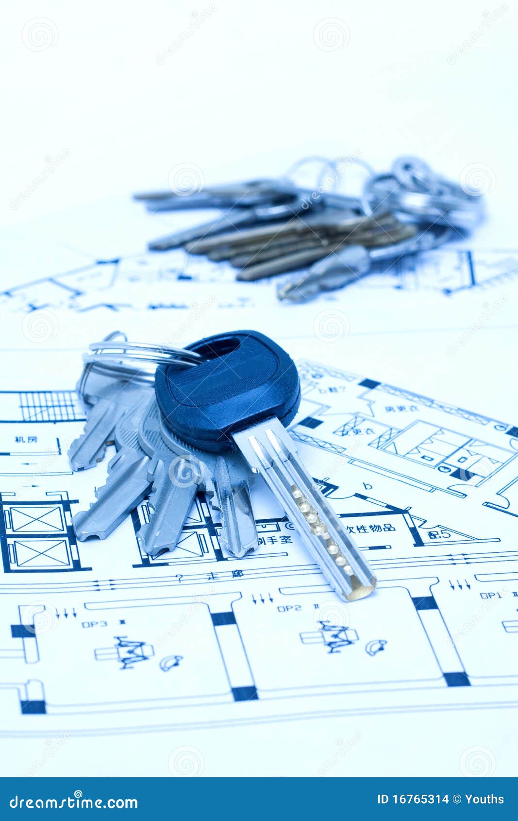 House keys and plan stock photo. Image of architect, deal - 16765314
