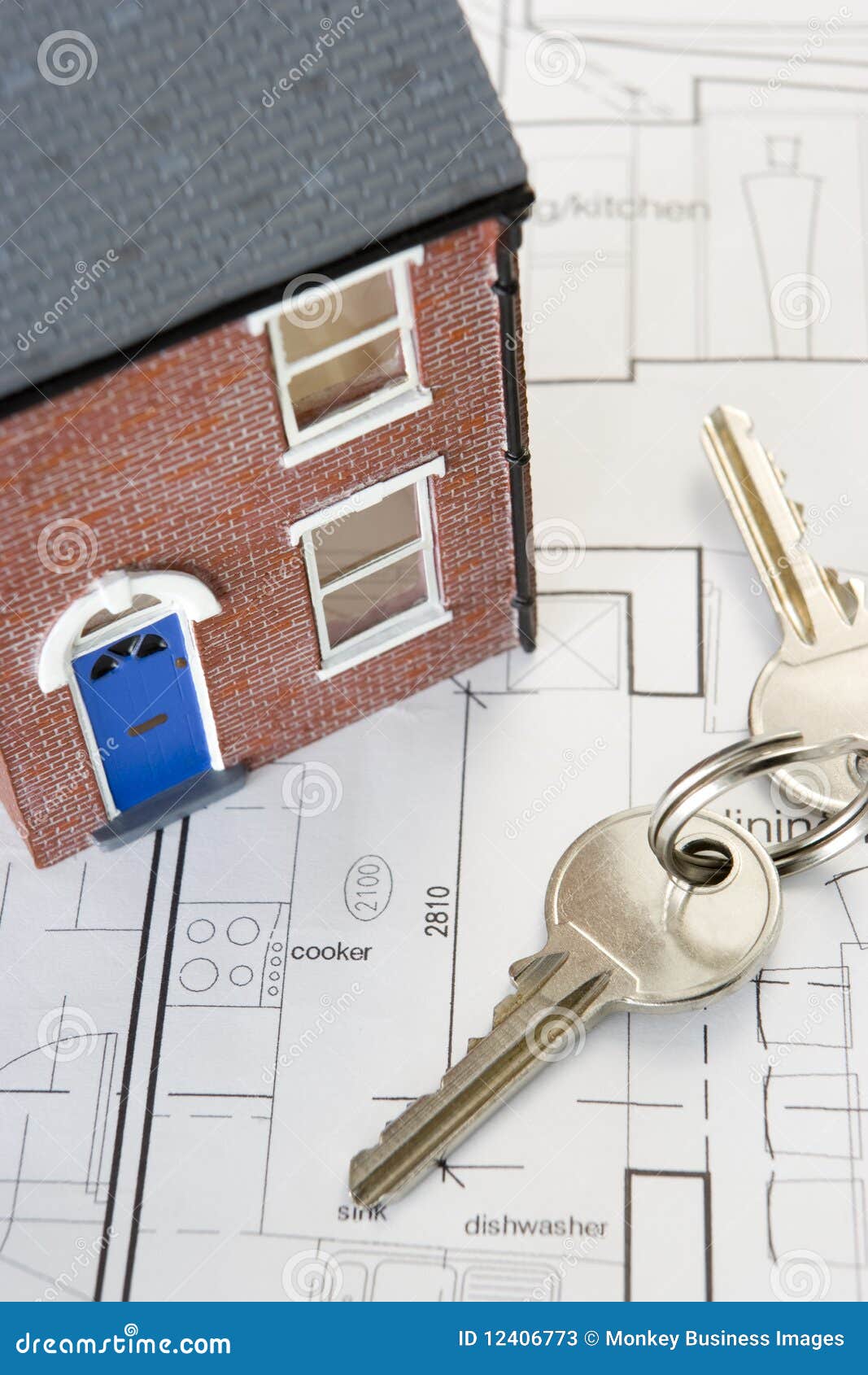 House with Keys and Plans stock image. Image of real - 12406773