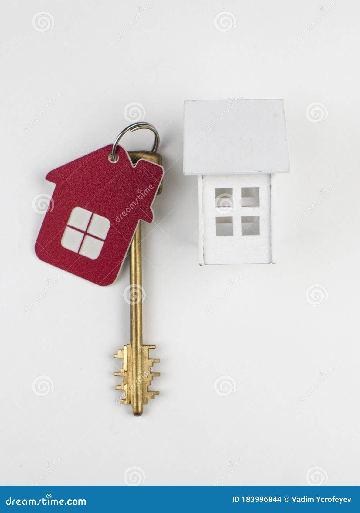 House Keys with House Shaped Keychain, Isolated on White Background ...