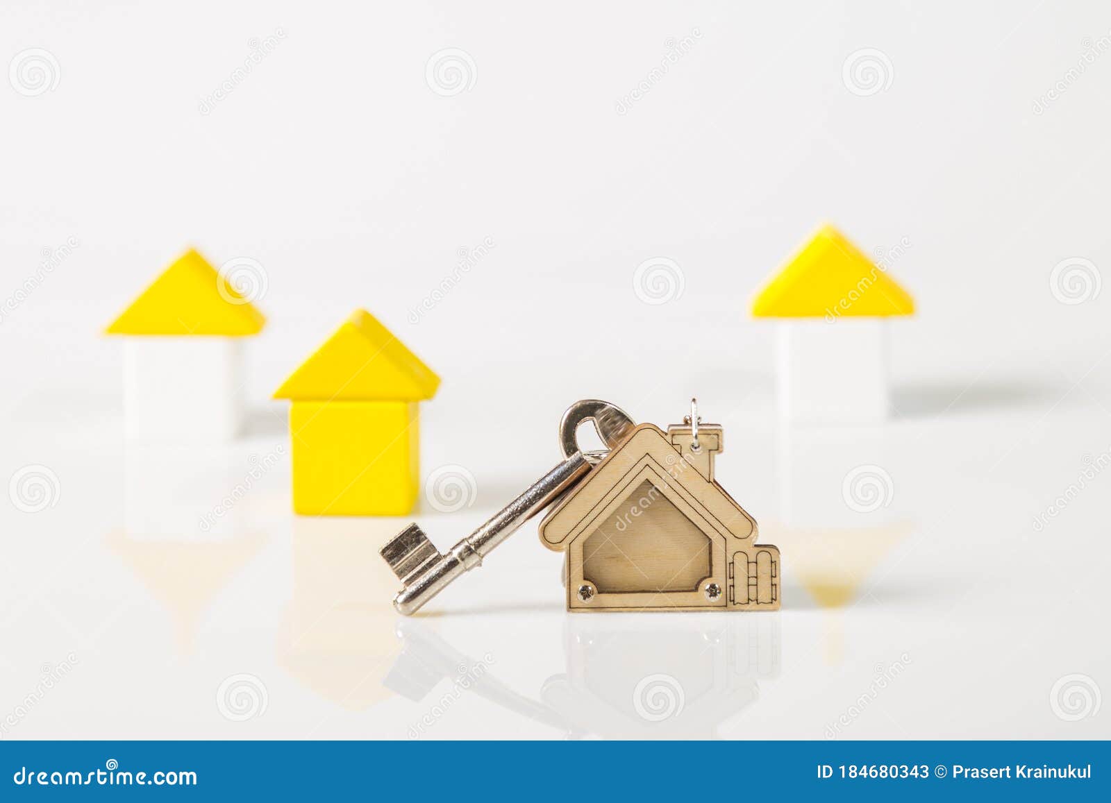 House Keys with House Shaped Keychain and Mini House Stock Image ...