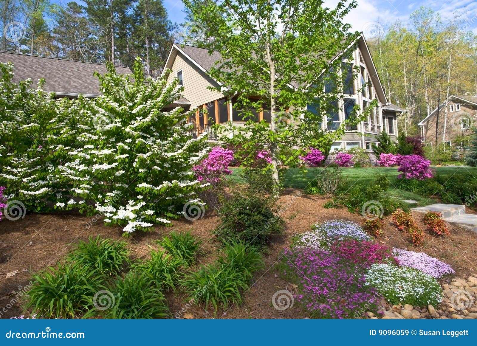 House Landscape in Spring stock image. Image of neighborhood - 9096059
