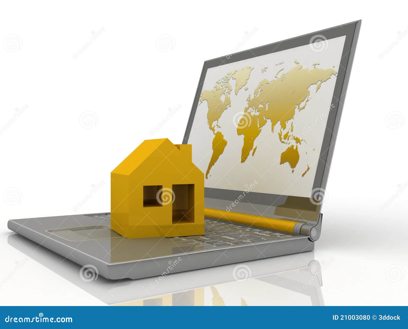House on laptop stock illustration. Illustration of little - 21003080
