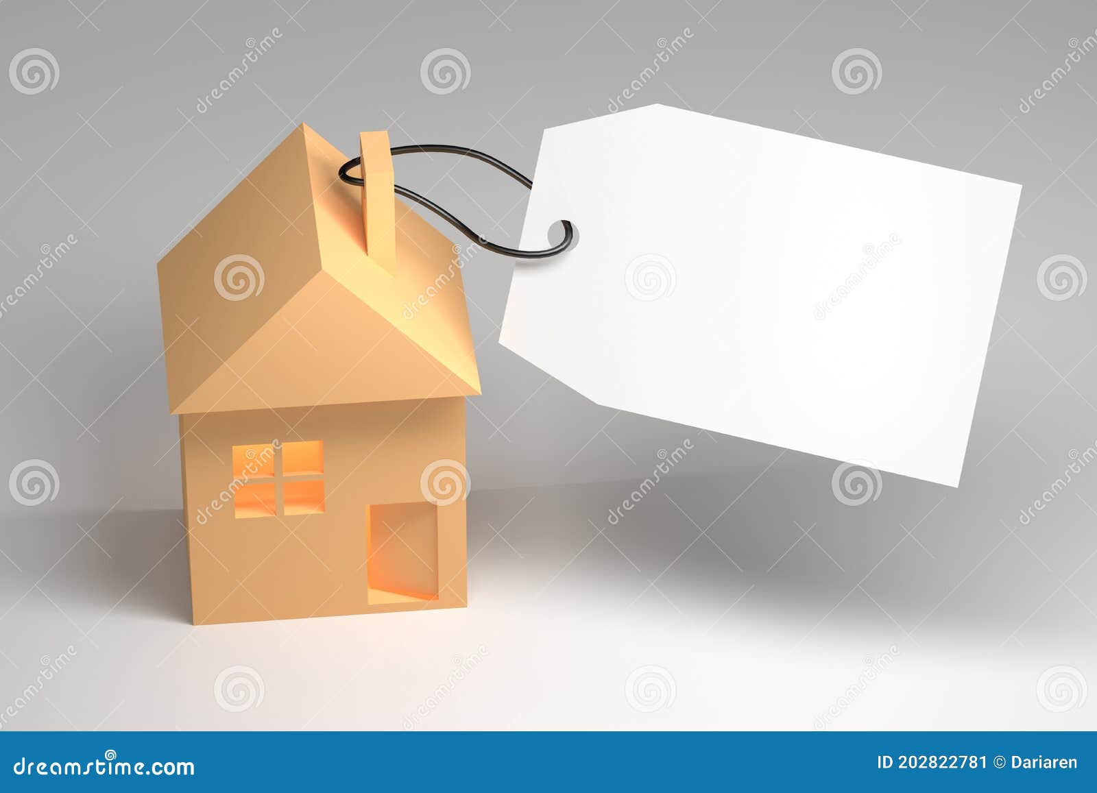 House with Large Blank Tag Label Stock Illustration - Illustration of ...