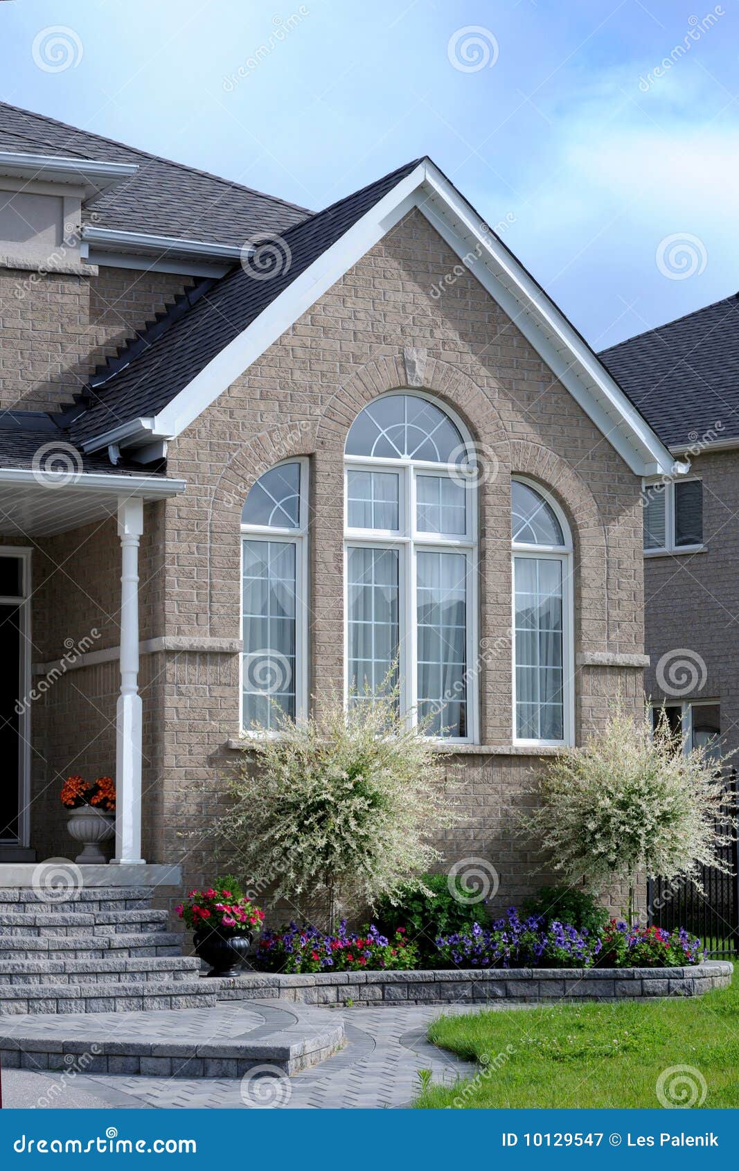 House with a large window stock image. Image of lawn - 10129547