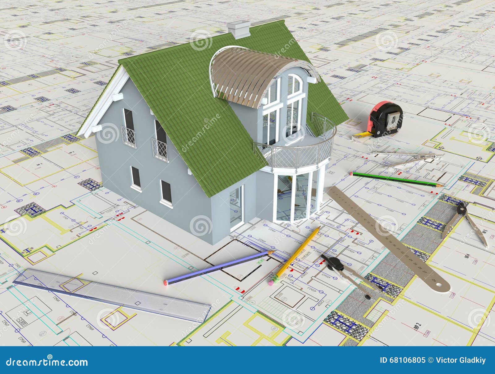 House Layout and Architectural Drawings Stock Image - Image of marker ...