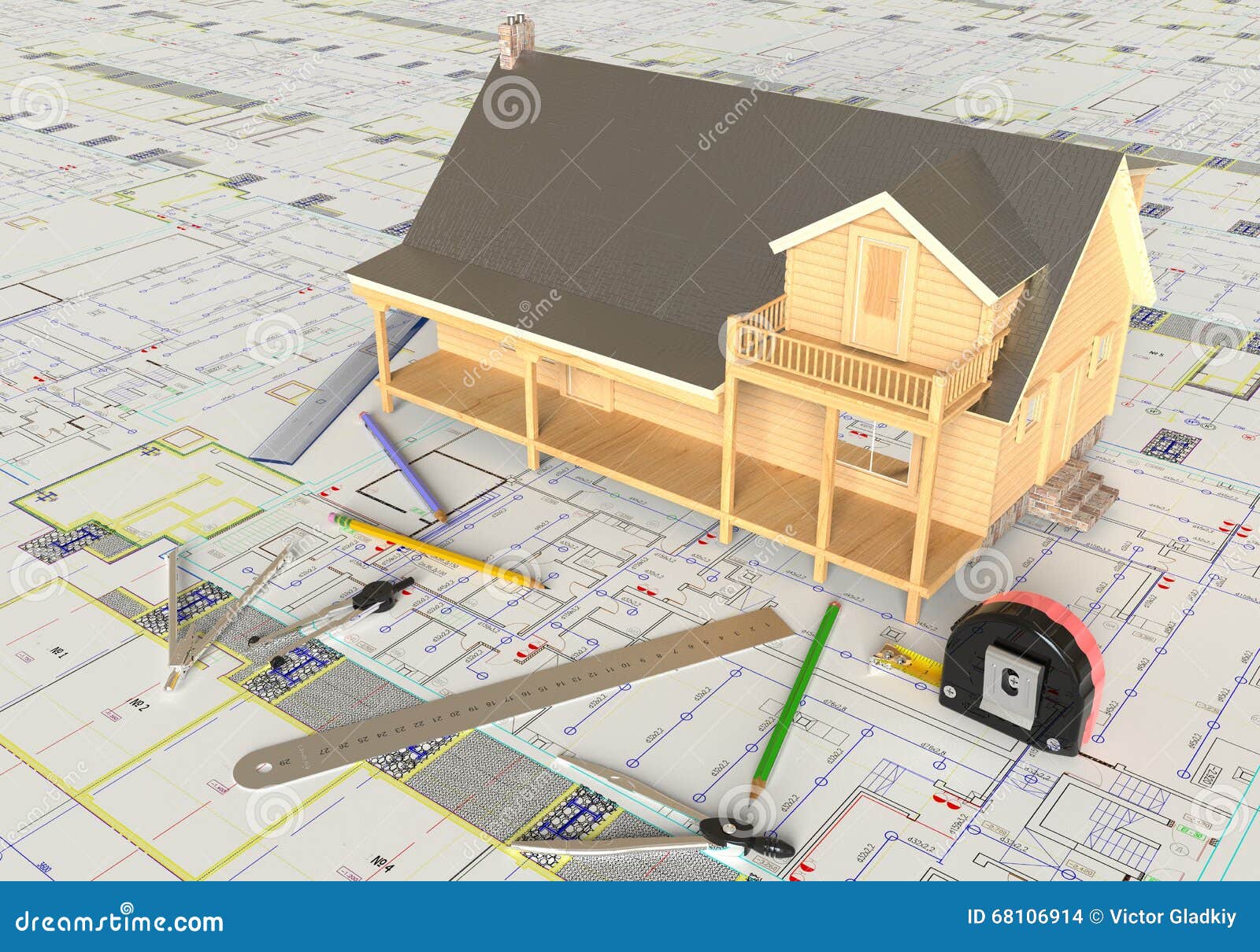 House Layout and Architectural Drawings Stock Photo - Image of house ...