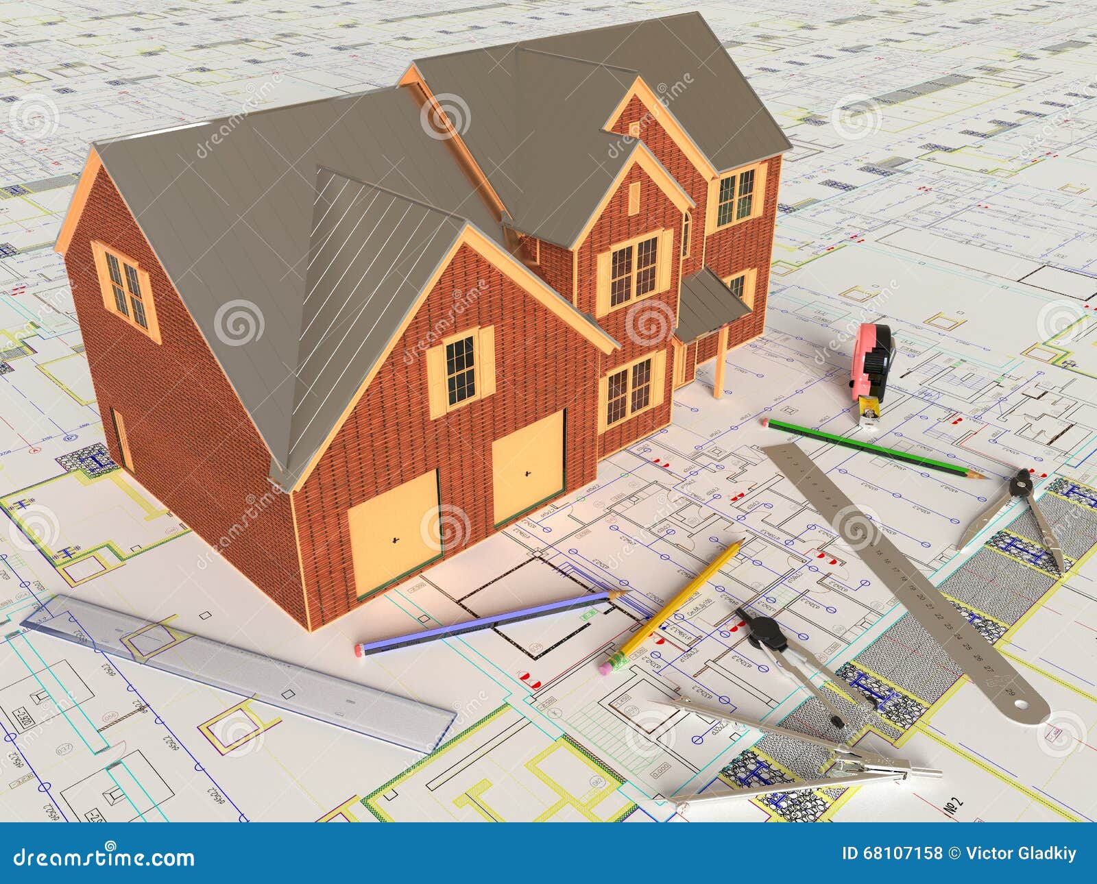 House Layout and Architectural Drawings Stock Photo - Image of planning ...