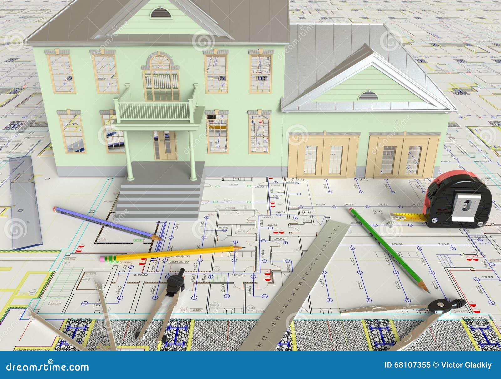 House Layout and Architectural Drawings Stock Image - Image of measure ...