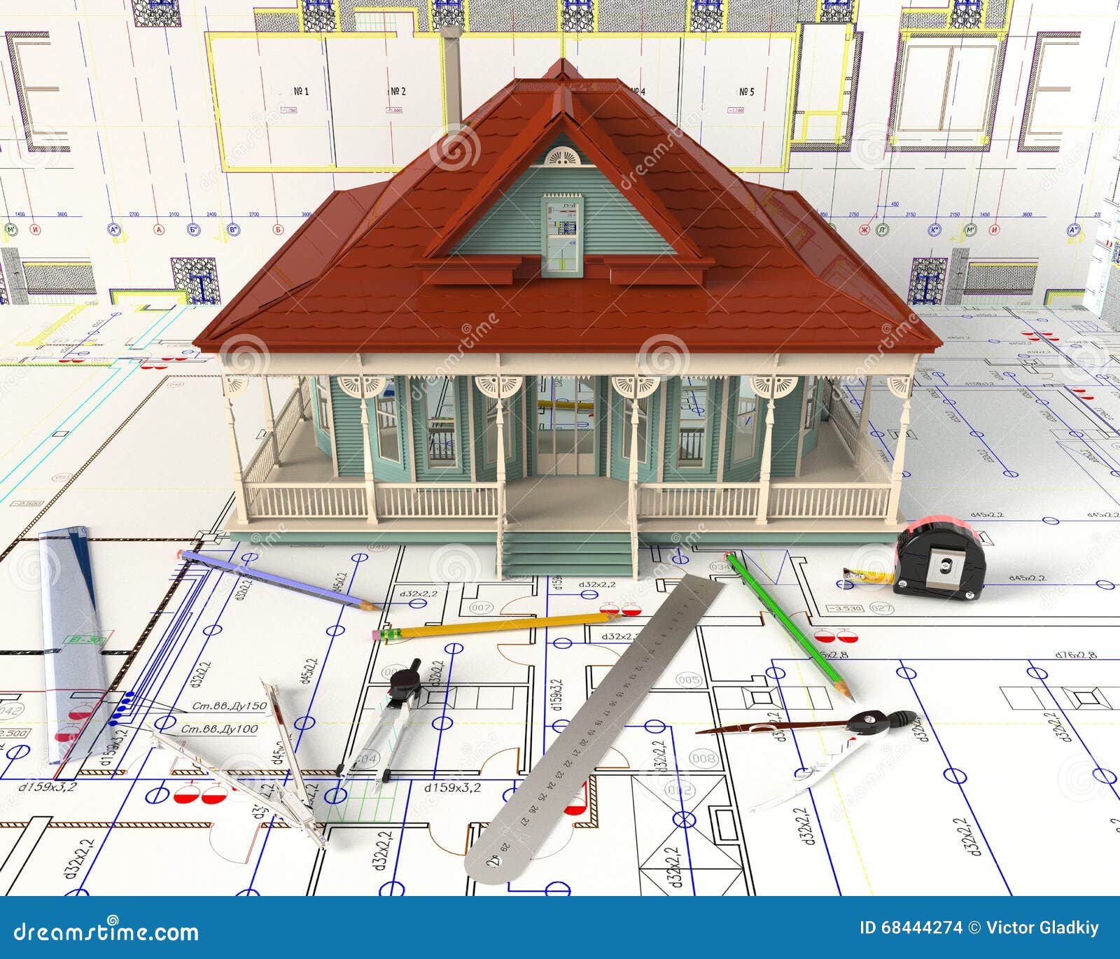 House Layout and Architectural Drawings Stock Illustration ...