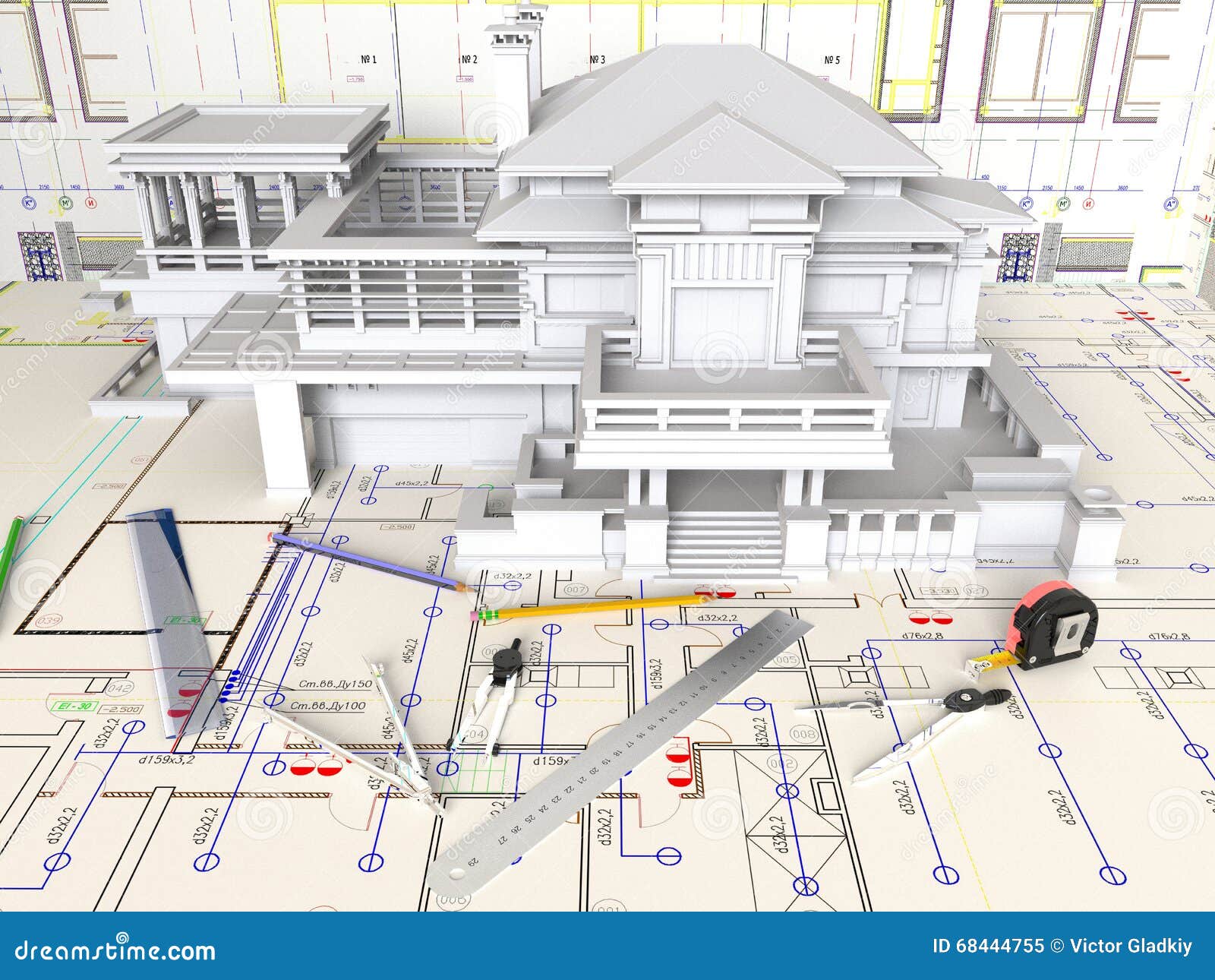 House Layout and Architectural Drawings Stock Image - Image of ...