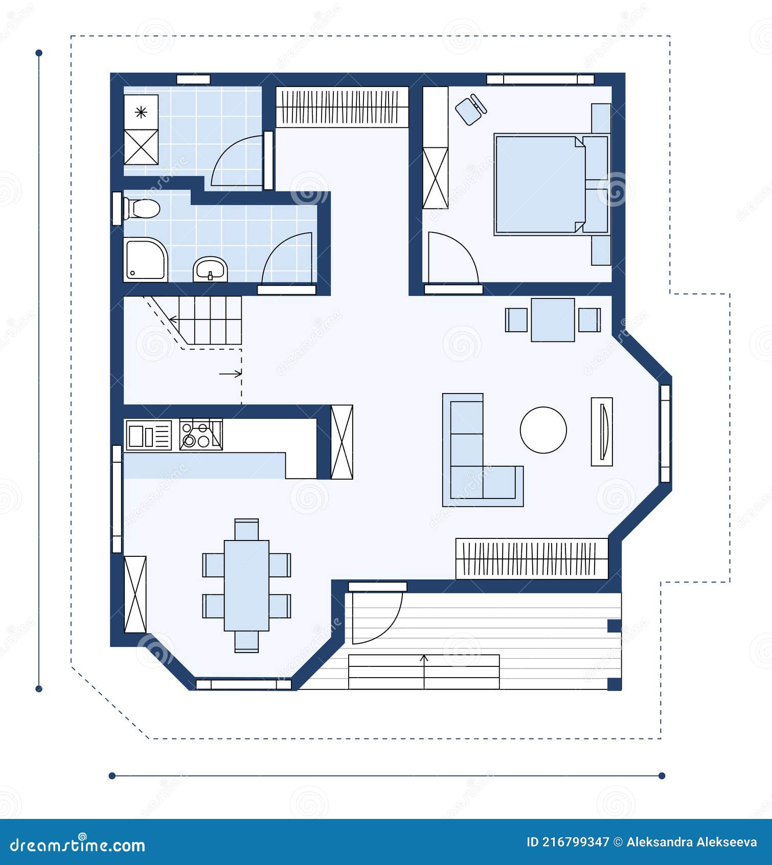 House Layout Blueprint Vector Apartment Design Project Stock Vector ...