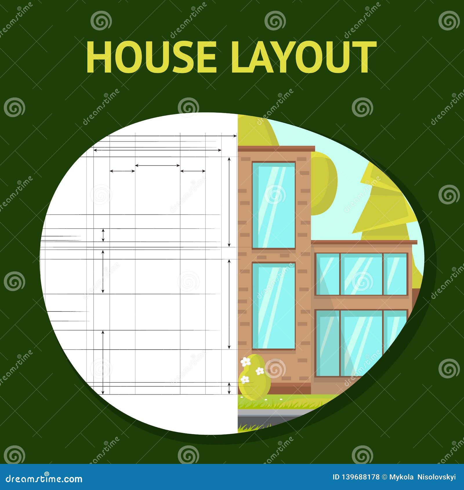 House Layout Flat Vector Banner Template Stock Vector - Illustration of ...