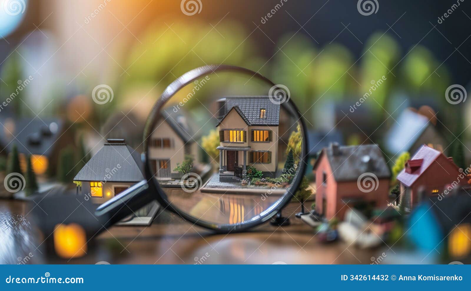 House Layout Under a Magnifying Glass Stock Photo - Image of ...