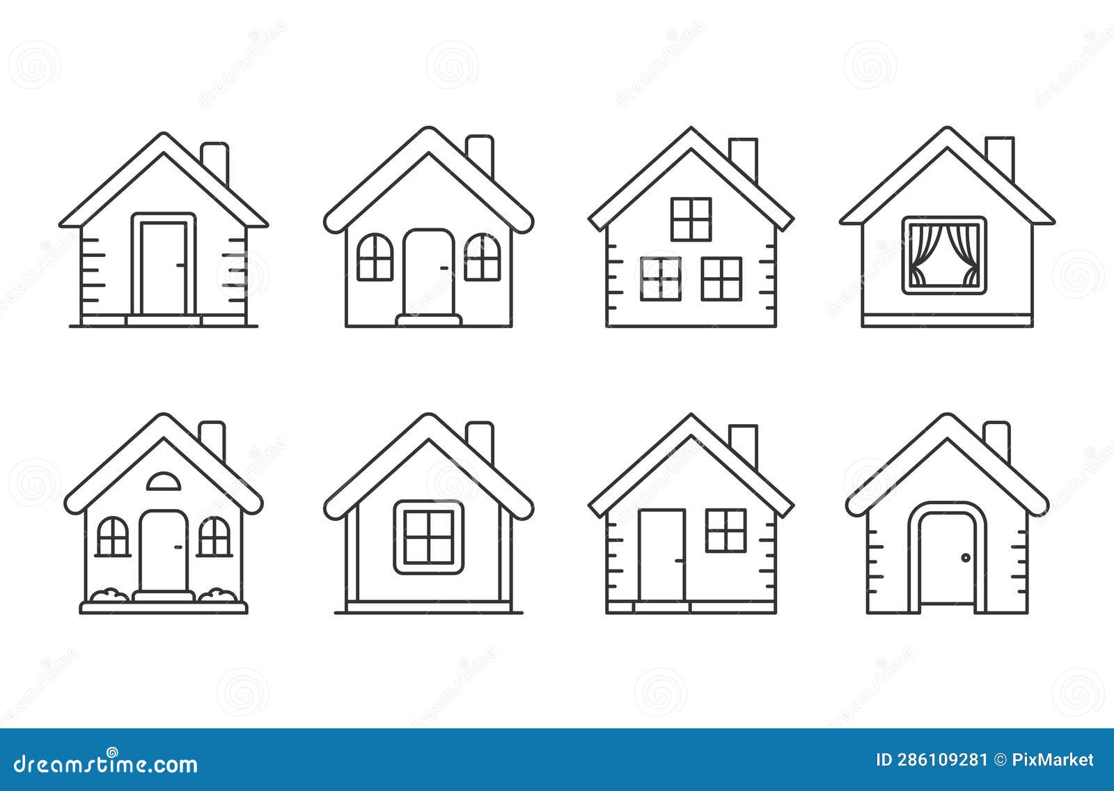 House Line Icons stock illustration. Illustration of building - 286109281