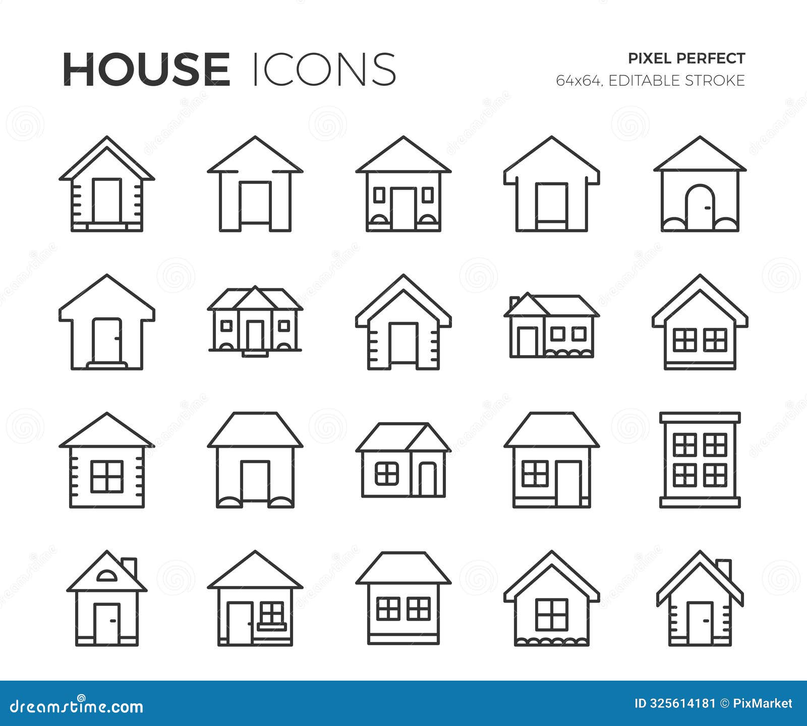House Line Icons stock vector. Illustration of home - 325614181