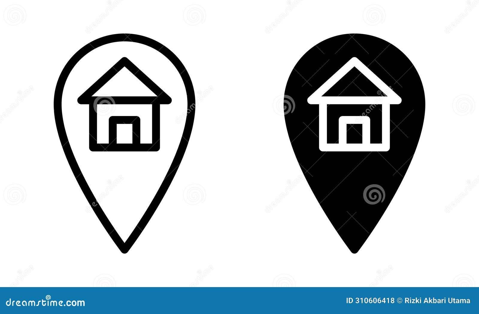 House Location Icon with Outline and Glyph Style. Stock Vector ...