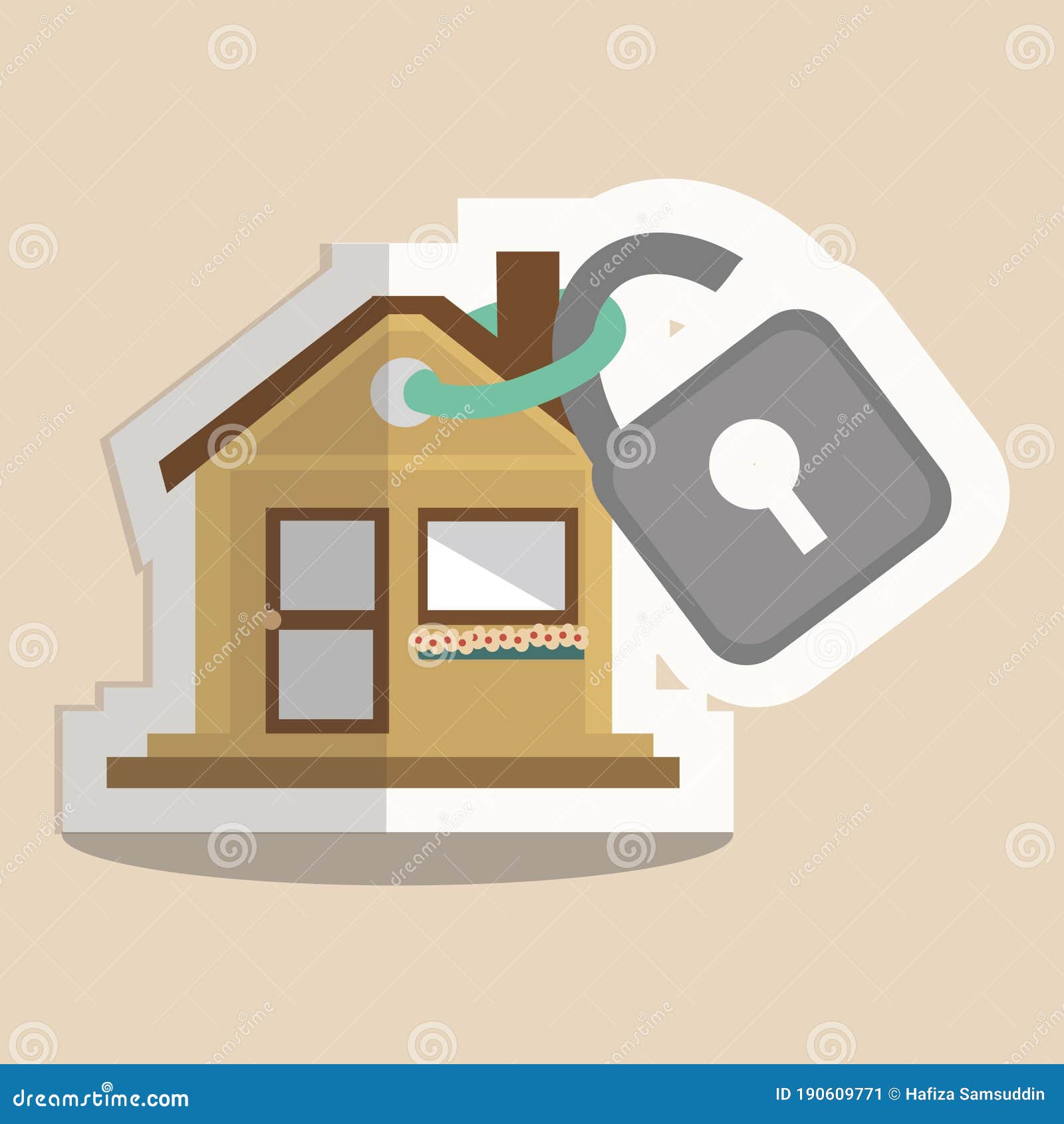 House with Lock. Vector Illustration Decorative Design Stock Vector ...