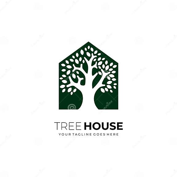 House Logo and Tree Design Combination, Building Logos Stock Vector ...