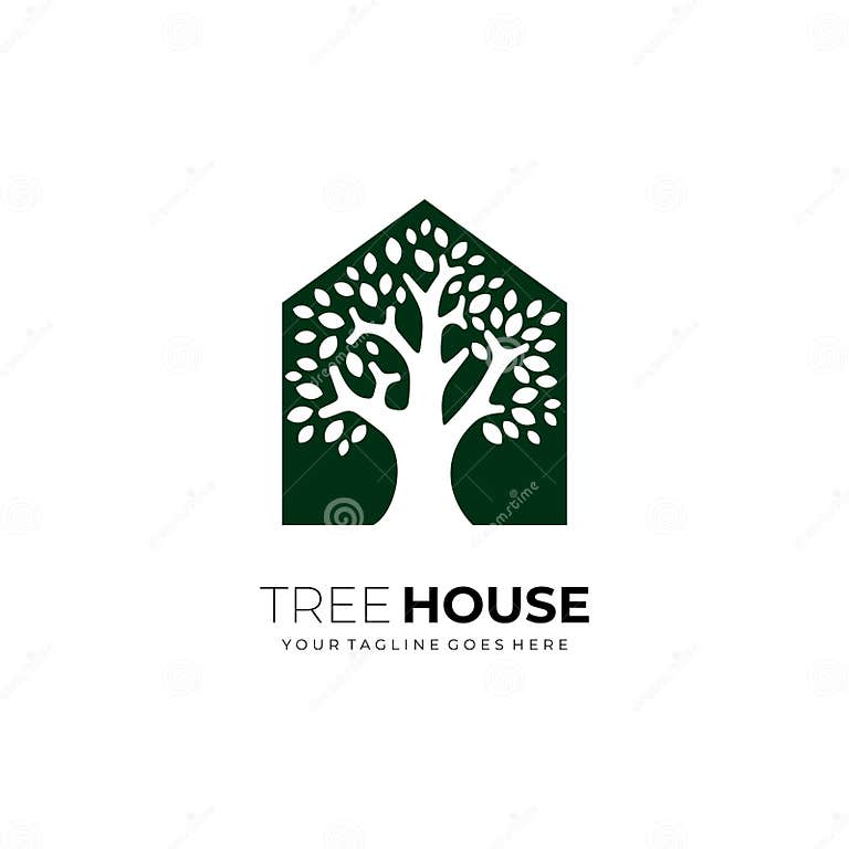 House Logo and Tree Design Combination, Building Logos Stock Vector ...