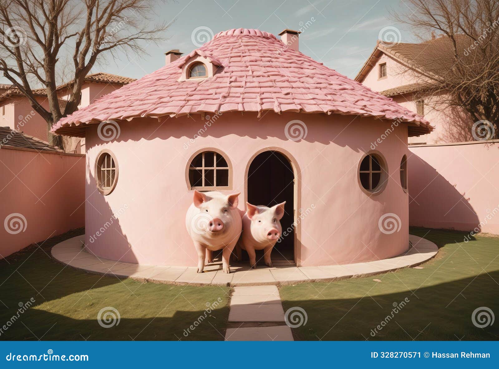 A House that Looks Like a Circular Pig Stock Illustration ...