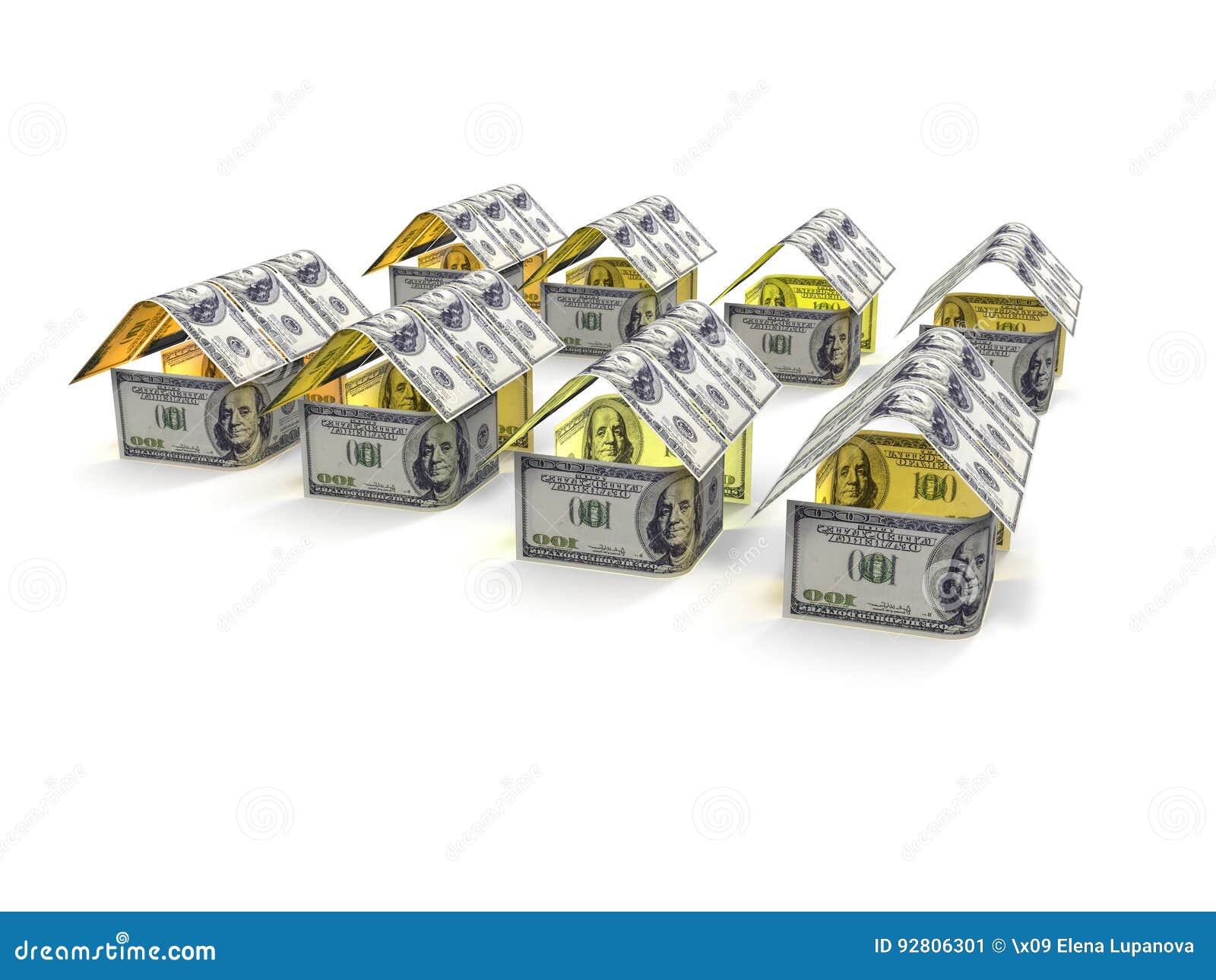 House Made of Cash Money Isolated on White Background. 3d Render Stock ...