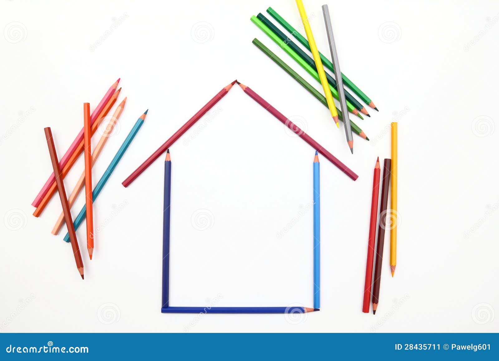 House Made of Colour Pencils Stock Illustration - Illustration of house ...