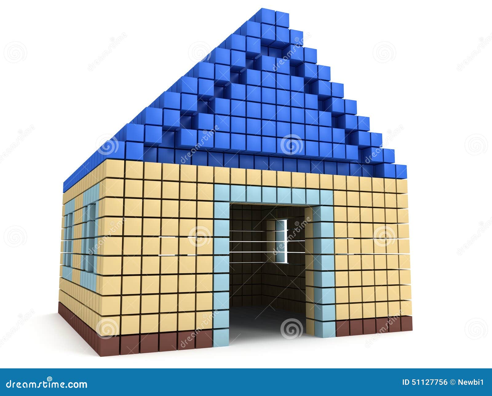 House made by cube blocks stock illustration. Illustration of ...