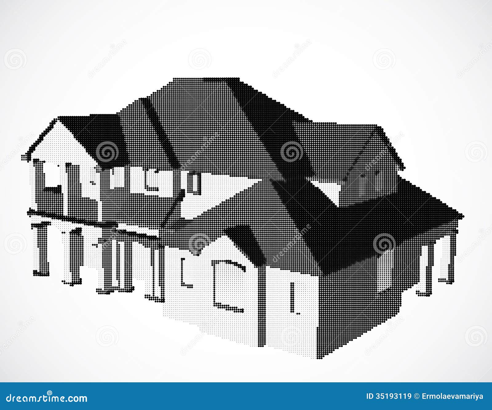 House Made from Dots. Vector Stock Vector - Illustration of button ...