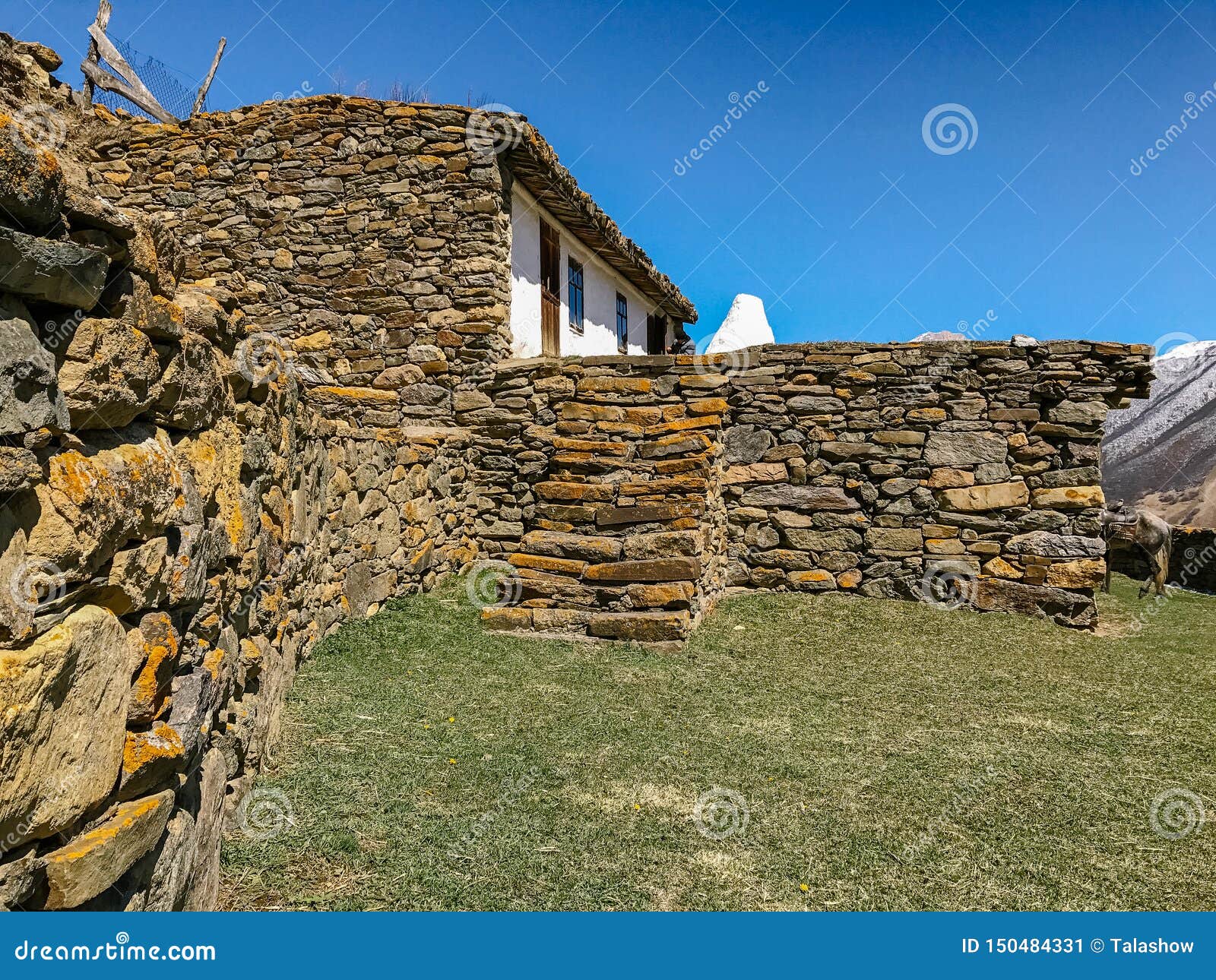 House Made in Hand Made of Stones in the Mountains Stock Image - Image ...