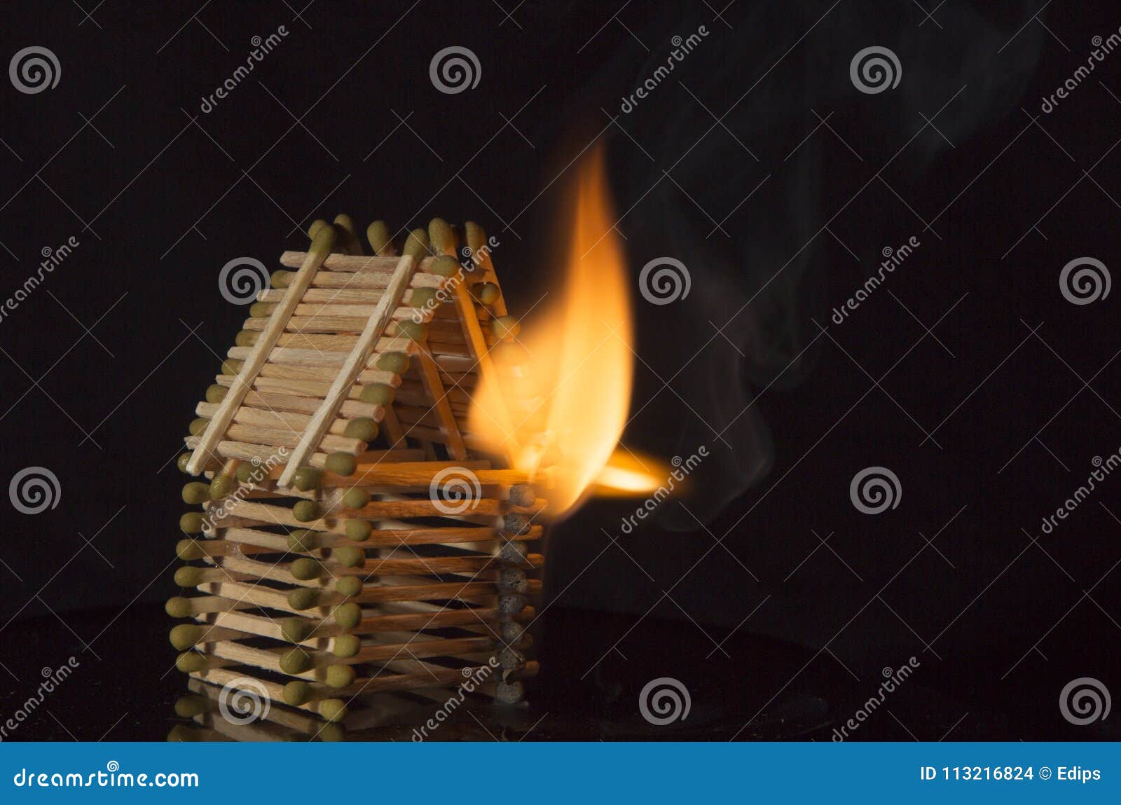 House Made of Matches is Set on Fire Stock Photo - Image of wooden ...
