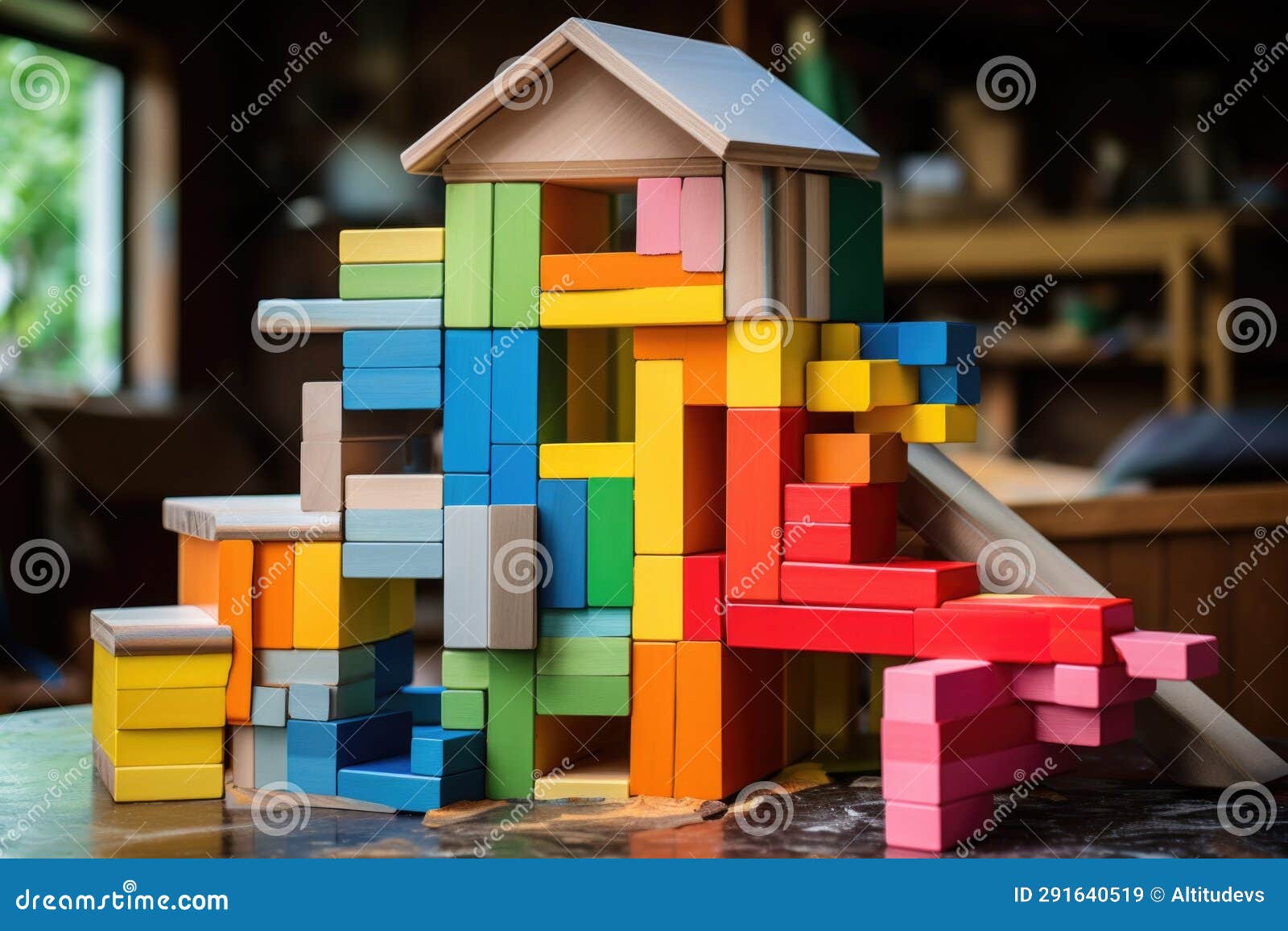 A House Made of Play Blocks Split in Half Stock Image - Image of play ...