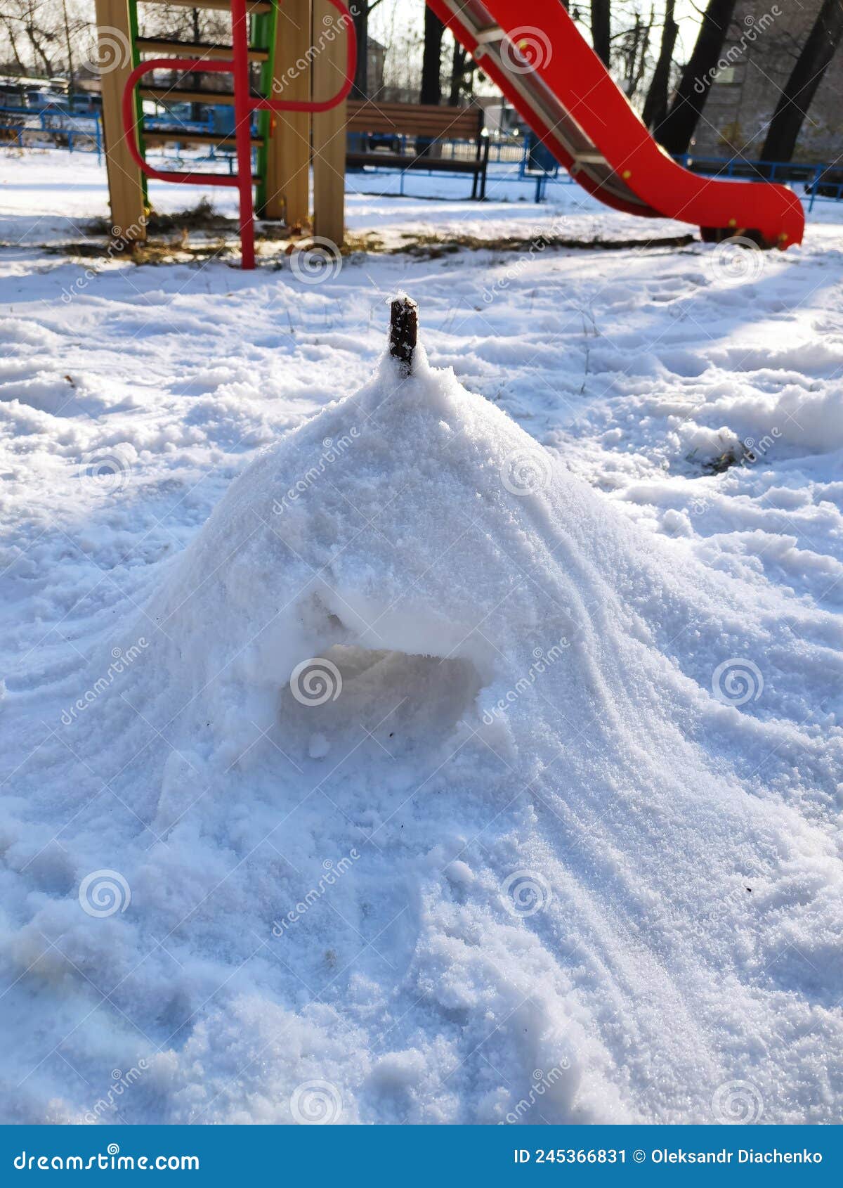 House Made of Snow on the Playground in Winter in the Cold Stock Image ...