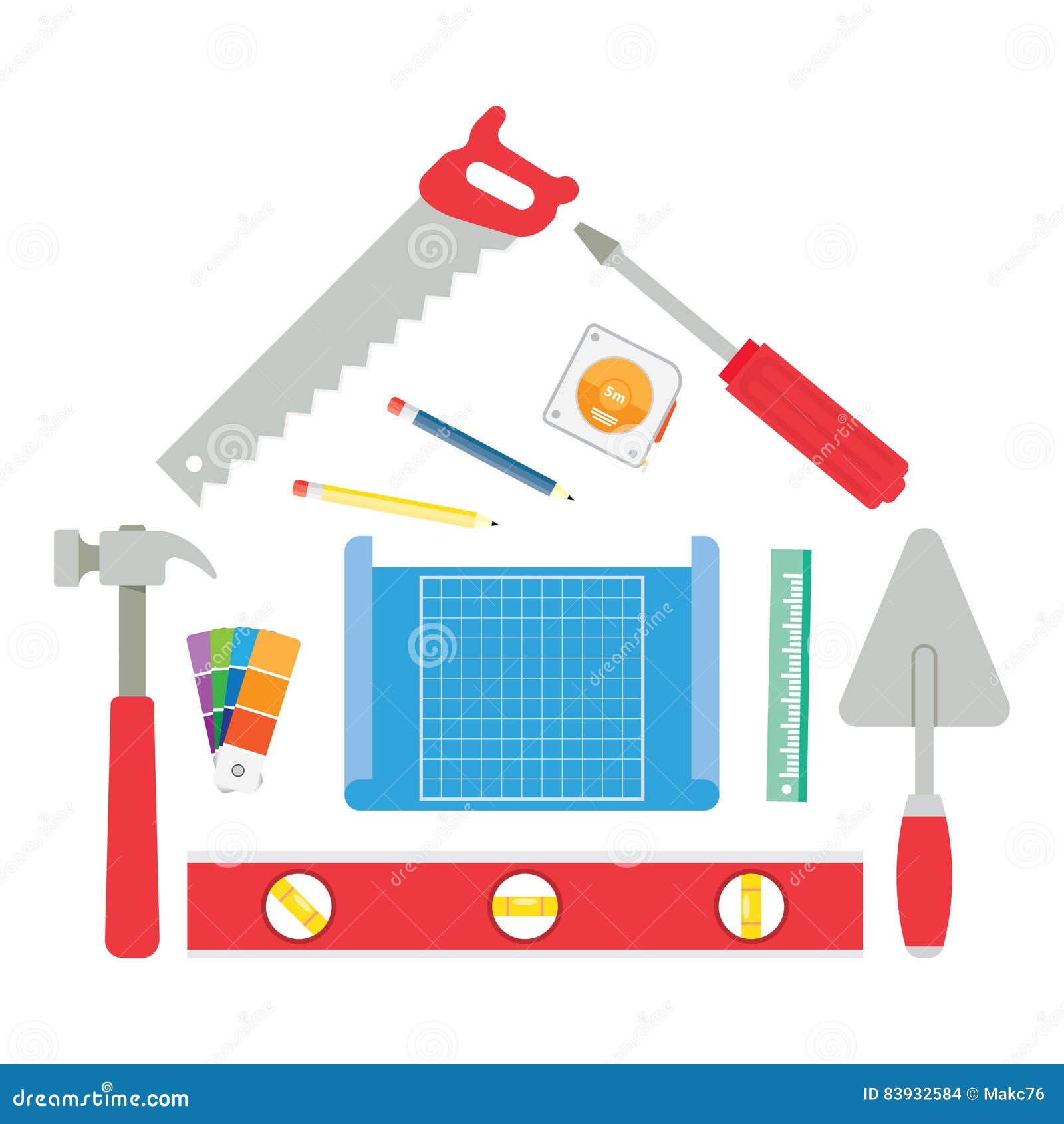 House made of tools stock vector. Illustration of renovations - 83932584
