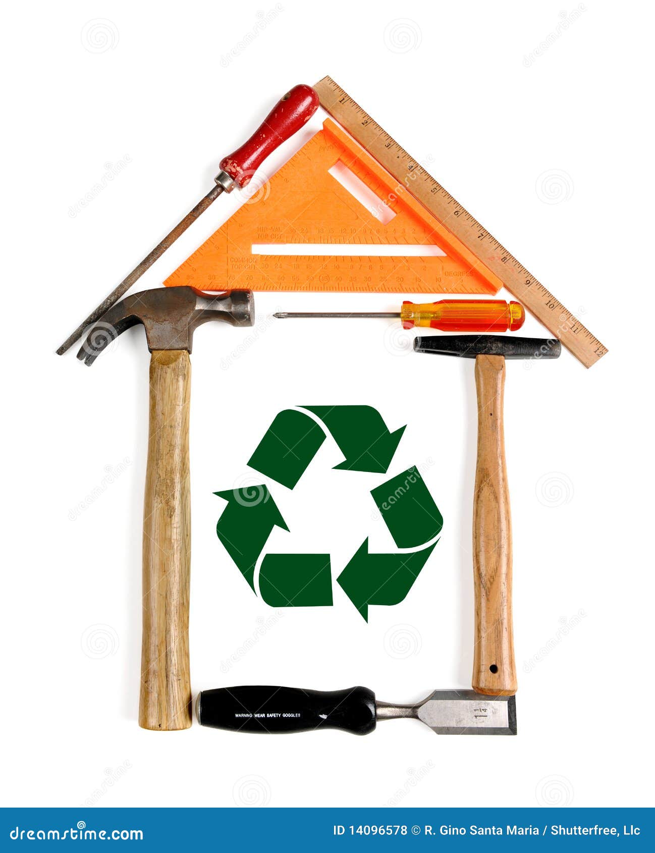 House Made of Tools with Recycle Symbol Stock Photo - Image of chisel ...