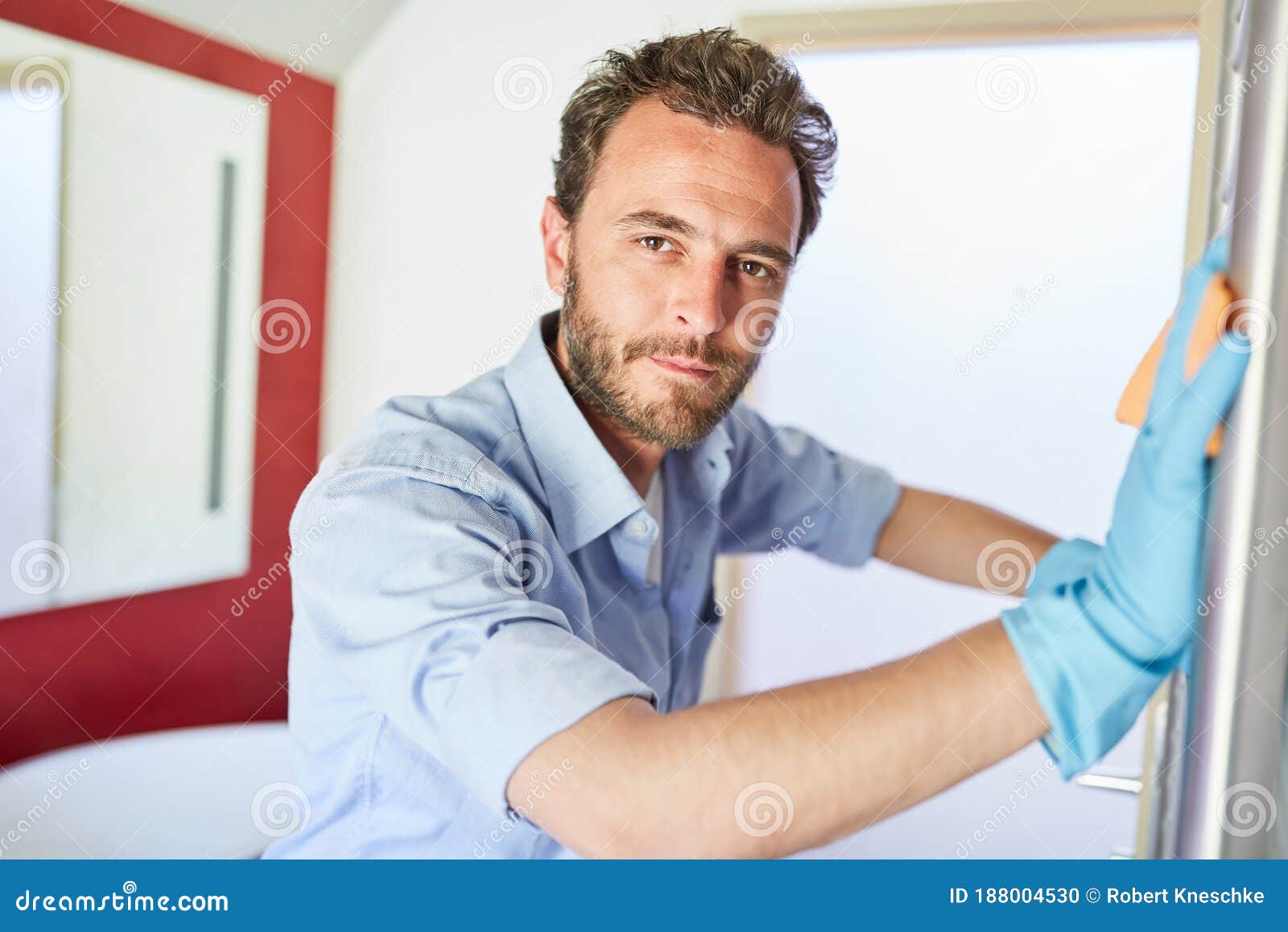 House Man Dusting in the Bathroom Stock Photo - Image of equal, chores ...