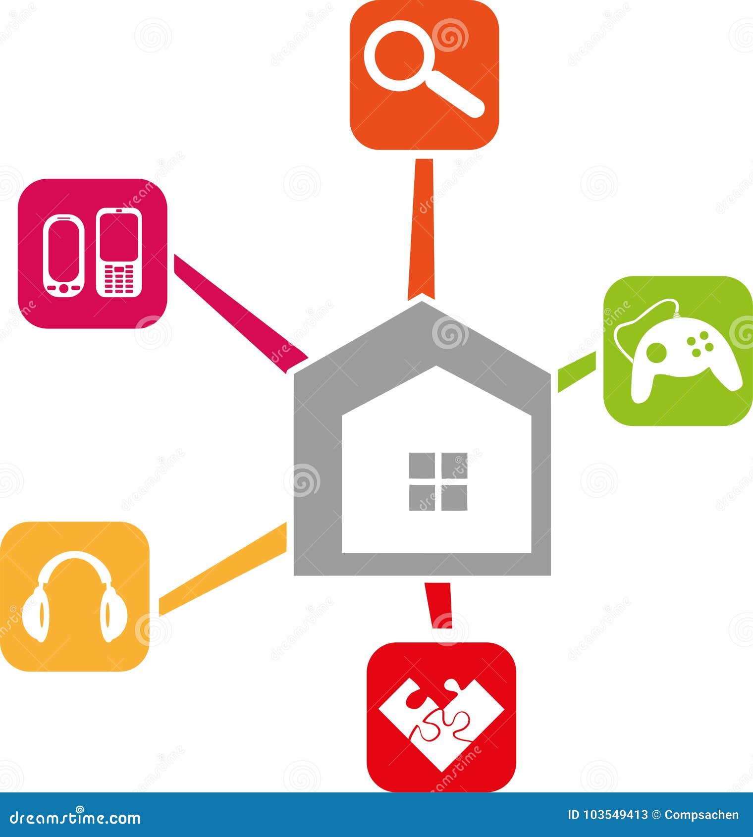 House and Many Apps, Colored, Internet and Apps Logo Stock Vector ...