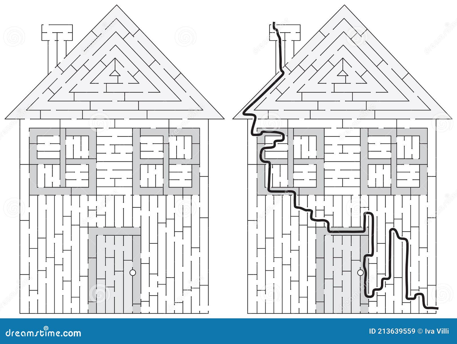House maze stock vector. Illustration of drawing, vector - 213639559