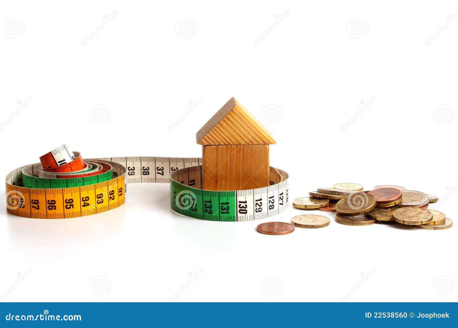 House with measuring tape stock photo. Image of distance - 22538560