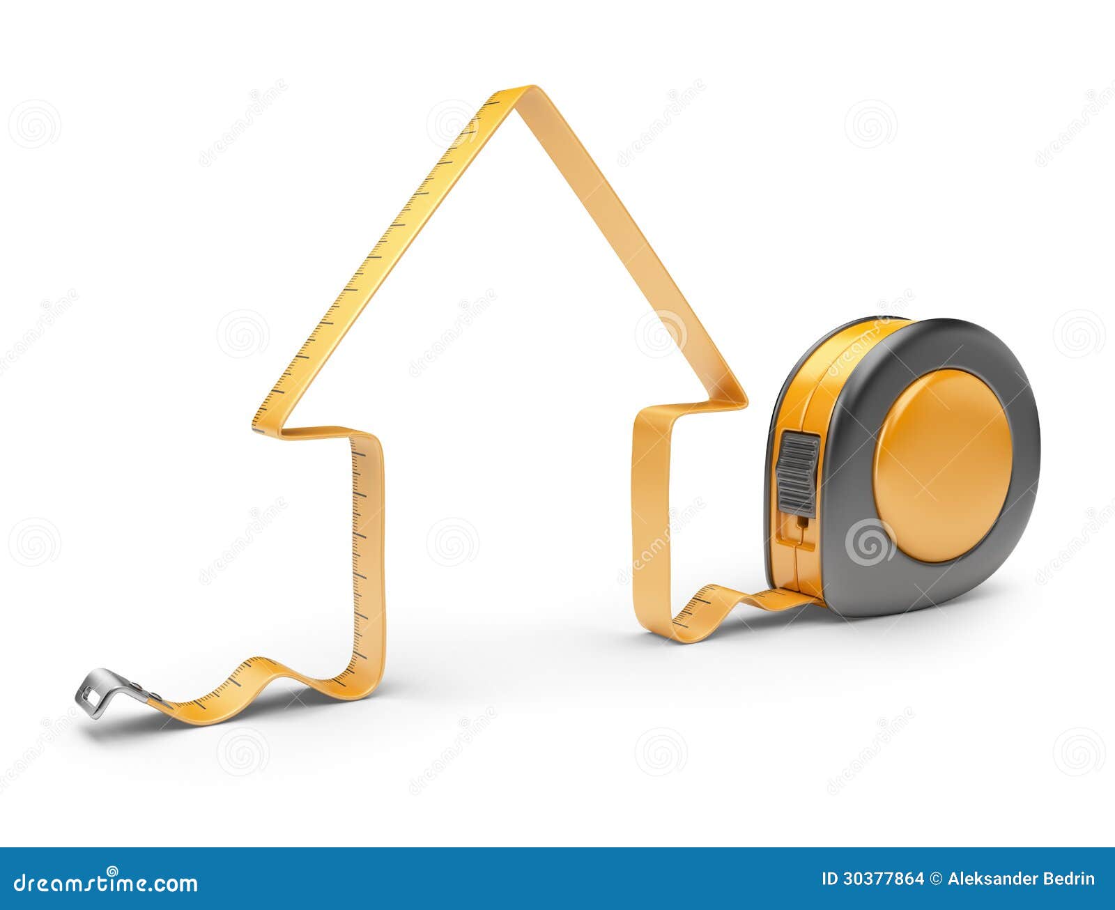 House and Measuring Tape 3D. Construction Tool Stock Illustration ...