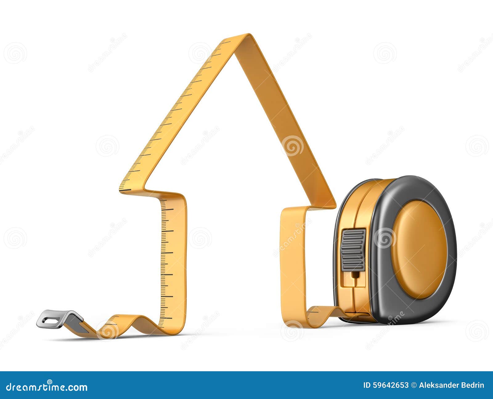 House and Measuring Tape 3D. Construction Tool Stock Illustration ...