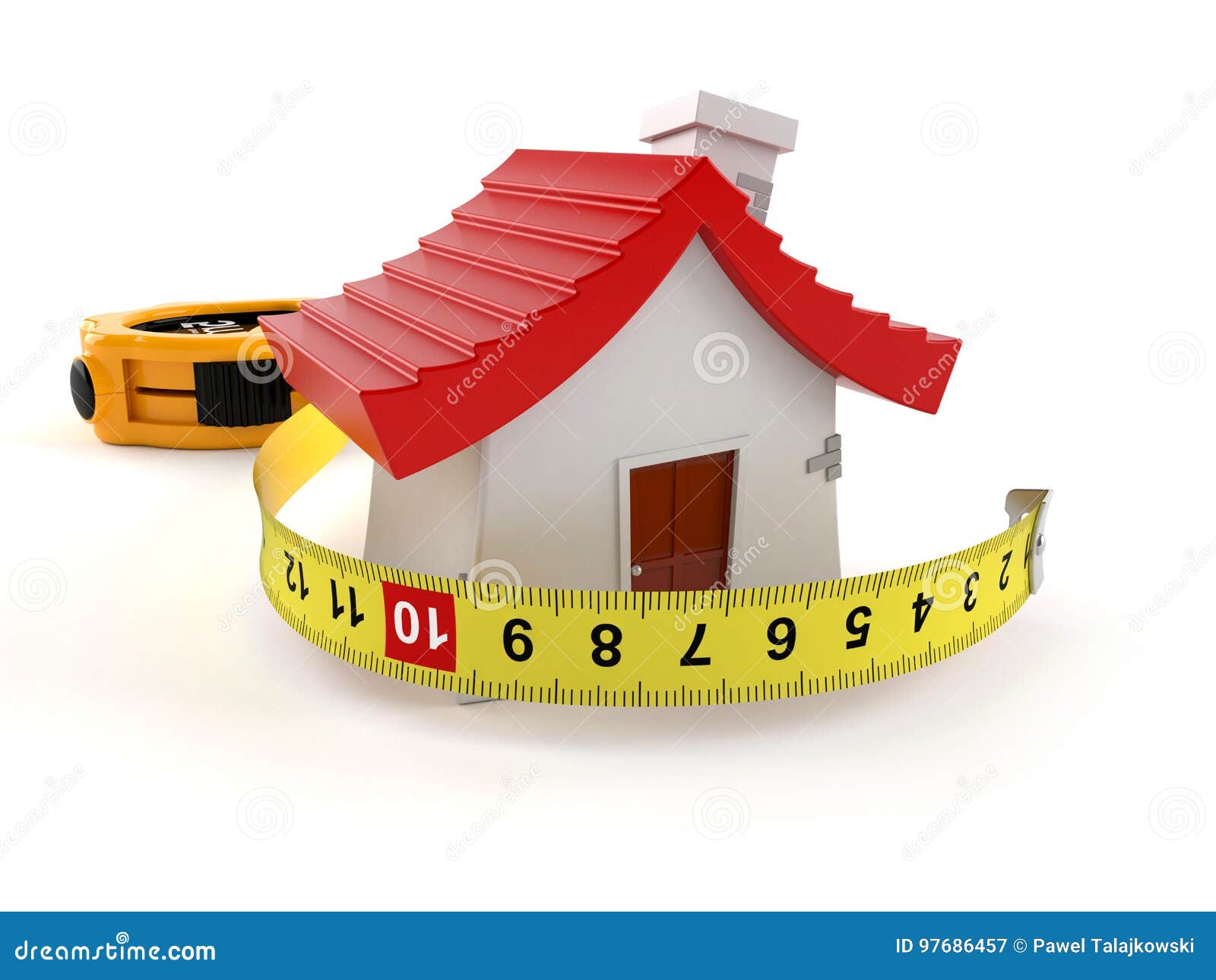 House with measuring tape stock illustration. Illustration of house ...